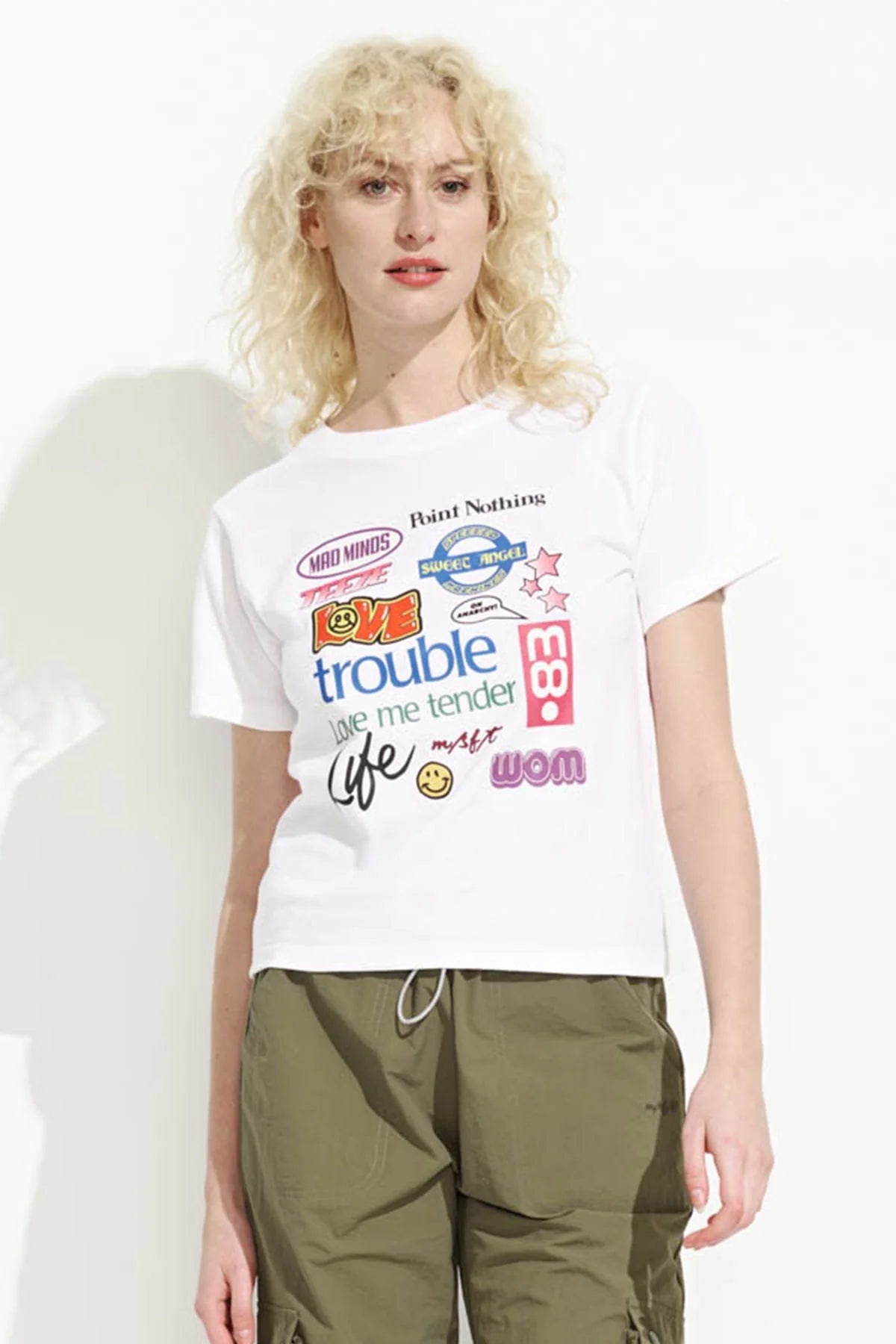 MISFIT TENDER TROUBLE BABY TEE - WHITE – Pretty Rad Store