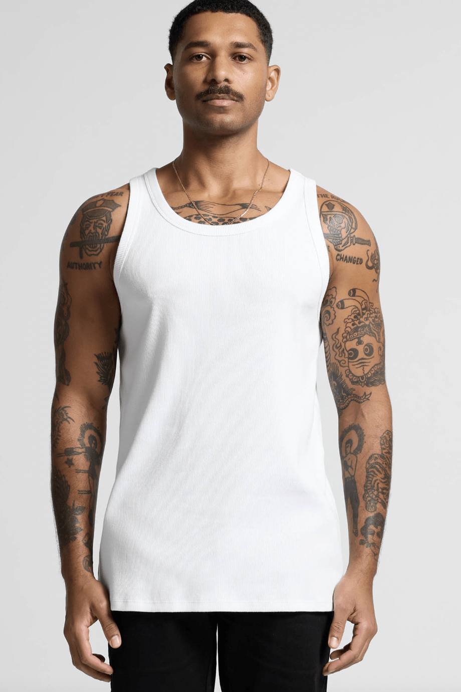 PRS MENS ORGANIC RIB SINGLET BLANK - WHITE – Pretty Rad Store