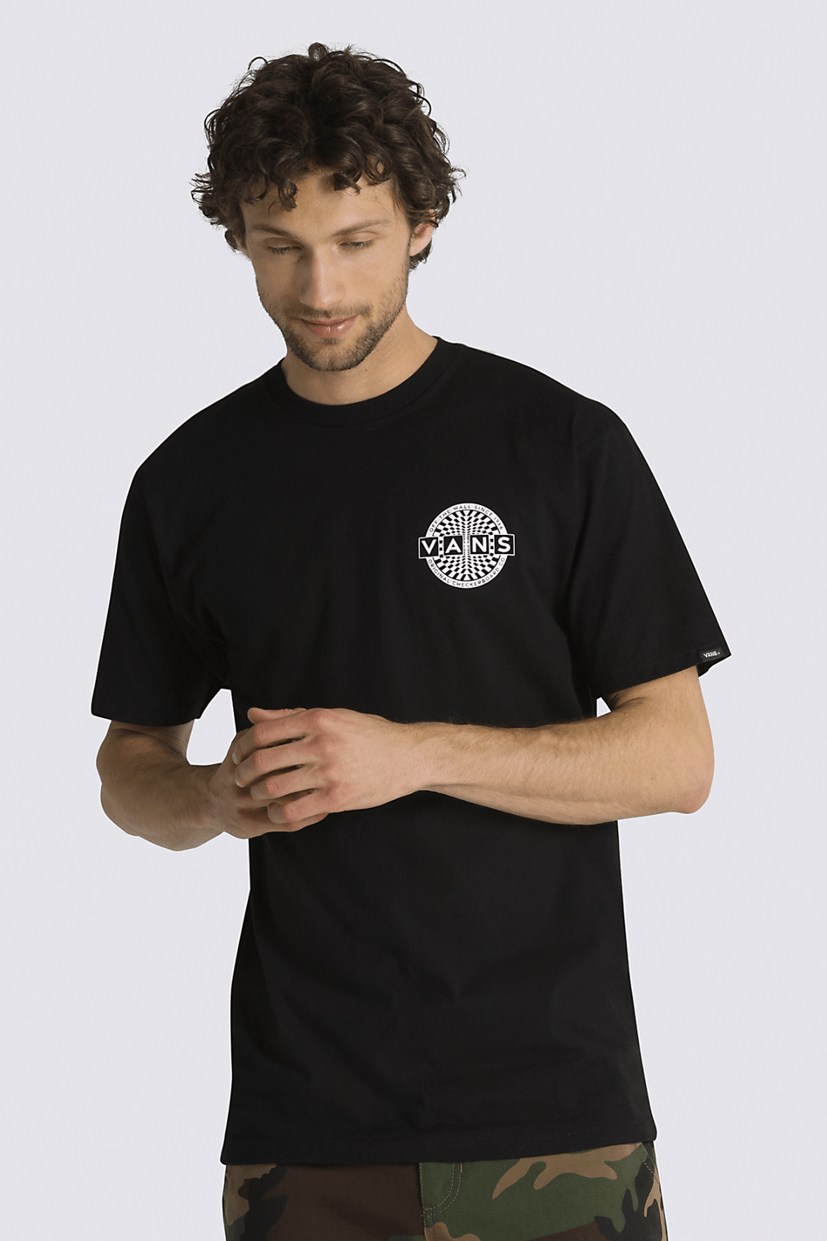 VANS WARPED CHECKERBOARD LOGO TEE - BLACK – Pretty Rad Store
