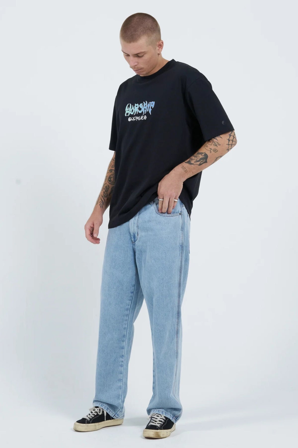 WORSHIP SUPPLIES CARPENTER JEAN - WORSHIP WORN BLUE – Pretty Rad Store