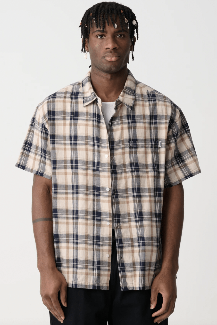 X-LARGE PUSH CHECK SS SHIRT - NAVY – Pretty Rad Store
