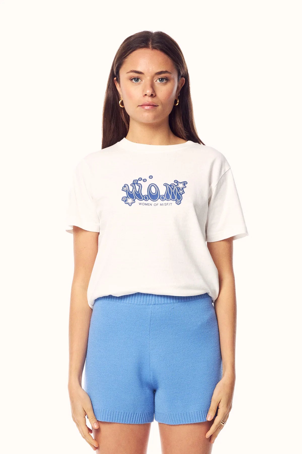 MISFIT BREAKING STARS BABY TEE - WASHED WHITE BLUE – Pretty Rad Store